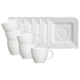 Ritzenhoff & Breker Tasse RITZENHOFF & BREKER "Kaffeetassen mit Untertassen Melodie 190 ml 6er Set wei&szlig;", wei&szlig;, 12 tlg., Porzellan, Trinkgef&auml;&szlig;e, Tasse