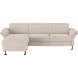 Ecksofa Home Affaire "Calypso L-Form", beige (linen), B:260cm H:85cm T:172cm, 100% Polyester, Sofas, Ecksofa, mit motorischen Funktionen im Sofa und Recamiere