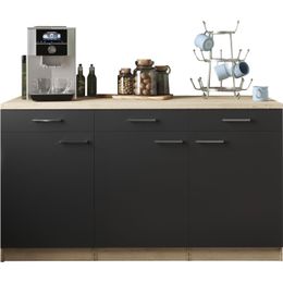 Mehrzweckschrank-Set respekta "Merle", schwarz, B:150cm H:200cm T:60cm, Kastenm&ouml;bel-Sets, Breite 150 cm, mit Soft-Close Funktion, Stangengriffe aus Metall