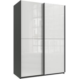 Kleiderschrank wimex "Mugano, B/T/H 135 oder 180/65/198cm, Made in Germany", schwarz (front hg lack wei&szlig;, korpus grafit, griffe schwarz), B:135cm H:198cm T:65cm, Holzwerkstoff, Schr&auml;nke, Kleiderschrank, 2 Schwebet&uuml;ren mit oder ohne Spiegel, Metallgriffe