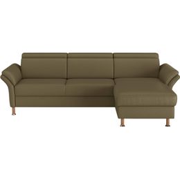 Ecksofa Home Affaire "Calypso L-Form", gr&uuml;n (olive), B:260cm H:85cm T:172cm, 100% Polyester, Sofas, Ecksofa, mit motorischen Funktionen im Sofa und Recamiere