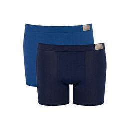 Boxershorts Sloggi "Boxershort GO Natural Short C2P 2er Pack", Herren, Gr. XL, blau, Obermaterial: 95% Baumwolle CO. 5% Elasthan EL., Unterhosen