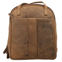 Cityrucksack BAGAN, Damen, Gr. B/H/T: 29cm x 24cm x 10cm, onesize, braun, Leder, Rindsleder, Retro, Rucks&auml;cke Cityrucksack, echt Leder