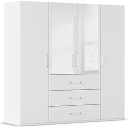 Dreht&uuml;renschrank Rauch "Kleiderschrank Schrank Garderobe Schlafzimmerschrank EVELYN", wei&szlig; (alpinwei&szlig;), B:201cm H:197cm T:61cm, Holzwerkstoff, Schr&auml;nke, Dreht&uuml;renschrank, in elegantem Stil mit Schubladen 3 Breiten und 2 H&ouml;hen MADE IN GERMANY