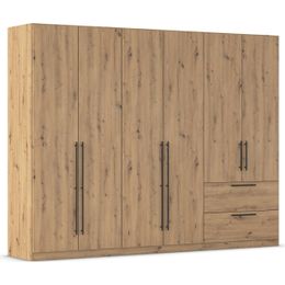 Kleiderschrank Rauch "Dreht&uuml;renschrank Schrank Garderobe W&auml;scheschrank Schlafzimmer AVOLA", braun (eiche artisan), B:271cm H:229cm T:54cm, Holzwerkstoff, Schr&auml;nke, Kleiderschrank, mit hochwertigen Stangengriffen in Schwarz aus Metall MADE IN GERMANY