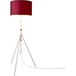 Paco Home Stehlampe "Naomi uni Color", wei&szlig;, H: 176,5cm, Leuchten, Wohnzimmer H&ouml;henverstellbar 121,5 bis 176,5 cm Zugschalter Velour, Stehlampe