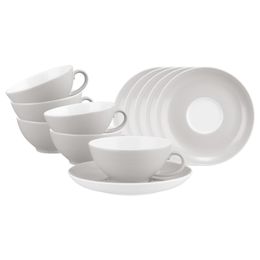Tasse Seltmann Weiden "Teetassen mit Untertassen Liberty Pure Colors 140 ml 6er Set", grau (new grau), 12 tlg., Porzellan, Trinkgef&auml;&szlig;e, Tasse