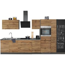 K&uuml;chenzeile KOCHSTATION "KS-Trier", grau (k&uuml;che: grau, korpus: grafit, arbeitsplatte: anthrazit), B:370cm T:60cm, Komplettk&uuml;chen-Sets, K&uuml;chenzeile, ohne E-Ger&auml;te, Breite 370 cm