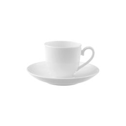 Villeroy & Boch Tasse VILLEROY & BOCH "Mokka-/ Espressotasse mit Untertasse Royal 100 ml wei&szlig;", wei&szlig;, Porzellan, Trinkgef&auml;&szlig;e, Tasse
