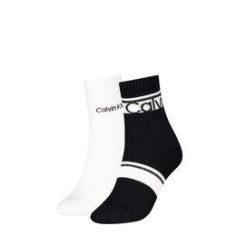 Socken Calvin Klein "CK WOMEN SHORT SOCK 2P LOGO STRIPE", Damen, schwarz, Obermaterial: 71% Baumwolle, 27% Polyamid, 2% Elasthan, Socken Socken