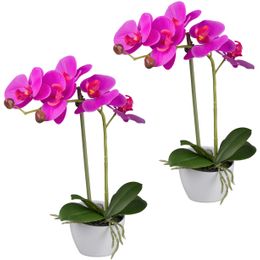 Kunstorchidee Creativ green "Orchidee Phalaenopsis", lila, H:33cm, Kunststoff, Kunstpflanzen, im Design-Topf