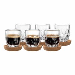 Espressoglas Leonardo "Espressogl&auml;ser mit Untersetzer Gocce 60 ml 6er Set transparent", bunt (transparent), 12 tlg., Glas, Trinkgef&auml;&szlig;e