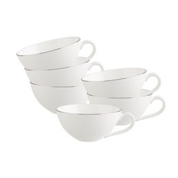Villeroy & Boch Tasse VILLEROY & BOCH "Teetassen Anmut Platinum No.1 140 ml 6er Set wei&szlig;", wei&szlig;, Porzellan, Trinkgef&auml;&szlig;e, Tasse