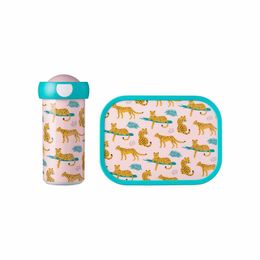 Lunchbox Mepal "Brotdose + Verschlussbecher Campus 300 ml + 700 ml 2er Set", beige (leopard), Lebensmittelaufbewahrungsbeh&auml;lter, Lunchbox