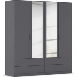 Kleiderschrank Rauch "Dreht&uuml;renschrank Schrank Garderobe Ankleide Schlafzimmer LAGOA", graumetallic, B:181cm H:197cm T:54cm, Holzwerkstoff, Schr&auml;nke, Kleiderschrank, ger&auml;umige Schubladen, 3 Breiten, optional mit Aufsatz MADE IN GERMANY, Topseller