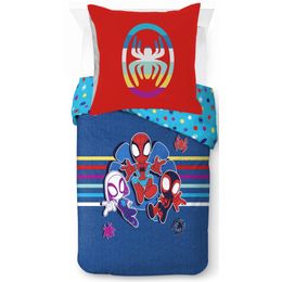 Kinderbettw&auml;sche MARVEL "MARVEL Spidey Bettbezug-Set 135x200 cm + Kissenbezug 80x80 cm", blau, B/L: 137cm x 200cm, 1 Stk., 1 Stk., Washed Cotton, B/L: 80cm x 80cm, 2 tlg., Washed Cotton, Obermaterial: 100% Baumwolle, Bettw&auml;sche, 100 % Baumwolle, maschinenwaschbar, wendbar