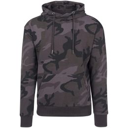 Kapuzenpullover Urban Classics "Urban Classics Herren High Neck Camo Hoody", Herren, Gr. M, schwarzcamouflage, 60% Baumwolle, 40% Polyester, normal, ohne Ausschnitt, Pullover Kapuzenpullover