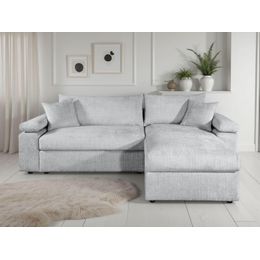 Ecksofa OTTO HOME "Cosy L-Form, Breite 234 cm, Sitzaufbau im Sandwich-Federkern", silbergrau, B:234cm T:162cm, 100%Polyester, Sofas, Ecksofa, mit Kaltschaumauflage, Bez&uuml;ge in Cord oder Struktur weich w&auml;hlbar