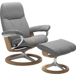 stressless "Consul" Set, Relaxsessel mit Hocker, mit Hocker, mit Signature Base, Gr&ouml;&szlig;e S, Gestell Eiche