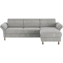 Ecksofa Home Affaire "Calypso L-Form", grau (hellgrau), B:260cm H:85cm T:172cm, 100% Polyester, Sofas, Ecksofa, mit motorischen Funktionen im Sofa und Recamiere