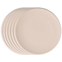 Villeroy & Boch Pizzateller VILLEROY & BOCH "Platzteller NewMoon &oslash; 29 cm 6er Set beige", beige, L:29,2cm, Speiseteller