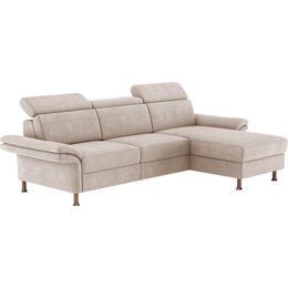 Ecksofa Home Affaire "Calypso L-Form", beige (nature), B:260cm H:85cm T:172cm, 100% Polyester, Sofas, Ecksofa, mit motorischen Funktionen im Sofa und Recamiere