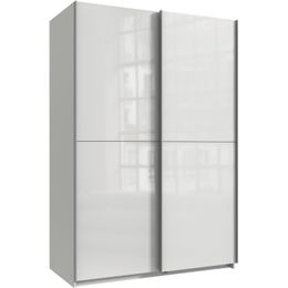 Kleiderschrank wimex "Mugano, B/T/H 135 oder 180/65/198cm, Made in Germany", front hg lack wei&szlig;, korpus wei&szlig;, griffe alufarben, B:135cm H:198cm T:65cm, Holzwerkstoff, Schr&auml;nke, Kleiderschrank, 2 Schwebet&uuml;ren mit oder ohne Spiegel, Metallgriffe