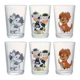 Ritzenhoff & Breker Kinderbecher RITZENHOFF & BREKER "Kindergl&auml;ser Hoftiere 205 ml 6er Set bunt", bunt, Glas, Trinkgef&auml;&szlig;e, Kinderbecher