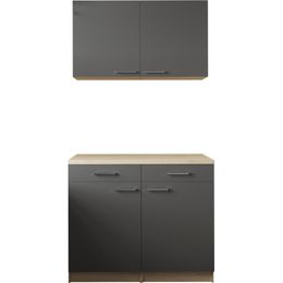 Mehrzweckschrank-Set respekta "Merle", grau, B:100cm H:200cm T:60cm, Kastenm&ouml;bel-Sets, Breite 100 cm, mit Soft-Close Funktion, Stangengriffe aus Metall