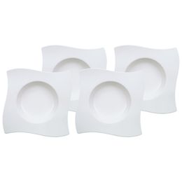 Villeroy & Boch Suppenteller VILLEROY & BOCH "Suppenteller NewWave &oslash; 24 cm 4er Set wei&szlig;", wei&szlig;, Speiseteller