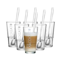 Ritzenhoff & Breker Latte-Macchiato-Glas RITZENHOFF & BREKER "Latte Macchiato Gl&auml;ser + L&ouml;ffel Lena 350 ml 6er Set transparent", bunt (transparent), Glas, Trinkgef&auml;&szlig;e, Latte-Macchiato-Glas