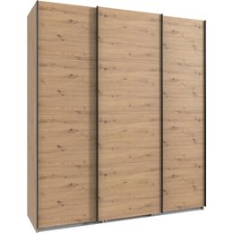 Kleiderschrank wimex "Mugano, Made in Germany, Lieferung bis in Deine Etage und Stellort", schwarz (artisan, eiche nachbildung, griffe schwarz), B:180cm H:208cm T:65cm, Holzwerkstoff, Schr&auml;nke, Kleiderschrank, 3 Schwebet&uuml;ren, gro&szlig;e Gr&ouml;&szlig;en, mit oder ohne Spiegel, Metallgriffe