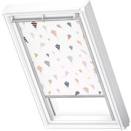 Verdunklungsrollo Velux "DKL 4667S, Motiv: Kids Drachen", kids drachen, alufarben, FK06, stufenlos positionierbar, Polyester, Rollos, Verdunklungsrollo, alufarbene F&uuml;hrungsschienen & Griffleiste