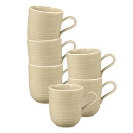 Becher Seltmann Weiden "Kaffeebecher Terra 400 ml 6er Set", beige (sandbeige), 6 tlg., Porzellan, Trinkgef&auml;&szlig;e, Becher
