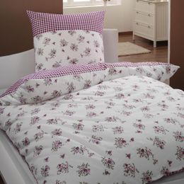 Bettw&auml;sche Dyckhoff "Vera", lila (beere), B/L: 155cm x 220cm, 1 Stk., 1 Stk., Frottee, B/L: 80cm x 80cm, 2 Stk., Frottee, Obermaterial: 75% Baumwolle, 25% Polyester, Bettw&auml;sche, Bettw&auml;sche, aus Weichfrottier
