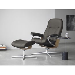 stressless "Consul" Set, Relaxsessel mit Hocker, mit Hocker, mit Cross Base, Gr&ouml;&szlig;e S, M & L, Holzakzent Eiche