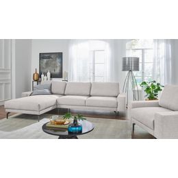 Ecksofa "CR.450, Designecksofa, L-Form", grau (lichtgrau 064, 11), B:274cm H:85cm T:178cm, Luxus-Microfaser (100% Polyester), CREATION BY ROLF BENZ, Sofas, Ecksofa, Armlehne breit und niedrig, Alugussf&uuml;&szlig;e in umbragrau, Breite 274 cm