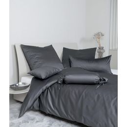 Bettw&auml;sche Janine "Colors 31001", grau (titan), B/L: 200cm x 200cm, 1 Stk., 2 Stk., Mako-Satin, B/L: 80cm x 80cm, 3 Stk., Mako-Satin, Obermaterial: 100% Baumwolle, Bettw&auml;sche, Bettw&auml;sche, feinf&auml;dige uni Bettw&auml;sche f&uuml;r alle Jahreszeiten, Markenrei&szlig;verschluss
