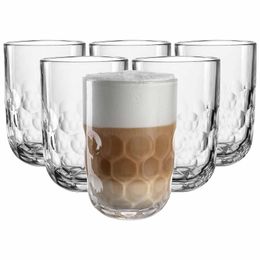 Latte-Macchiato-Glas Leonardo "Latte Macchiato Gl&auml;ser (1) Gocce 390 ml 6er Set transparent", bunt (transparent), 6 tlg., Glas, Trinkgef&auml;&szlig;e, Latte-Macchiato-Glas