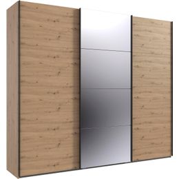 Kleiderschrank wimex "Mugano, Made in Germany, Lieferung bis in Deine Etage und Stellort", schwarz (artisan, eiche nachbildung, griffe schwarz), B:270cm H:236cm T:65cm, Holzwerkstoff, Schr&auml;nke, Kleiderschrank, 3 Schwebet&uuml;ren, gro&szlig;e Gr&ouml;&szlig;en, mit oder ohne Spiegel, Metallgriffe