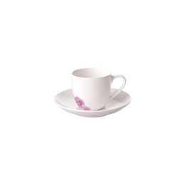 Villeroy & Boch Tasse VILLEROY & BOCH "Espressotasse mit Untertasse Rose Garden 70 ml wei&szlig;", wei&szlig;, Porzellan, Trinkgef&auml;&szlig;e, Tasse