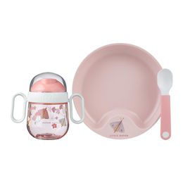 Kindergeschirr-Set Mepal "Babygeschirr Mio 3er Set", rosa (flowers, butterflies), Kunststoff, Geschirr-Sets