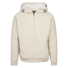 Winterjacke Urban Classics "Urban Classics Herren Hooded Corduroy Jacket", Herren, Gr. M, lightsand, sanftes wei&szlig;, 100% Baumwolle, unifarben, normal, ohne Ausschnitt, Jacken Winterjacke