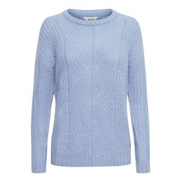 Longpullover oxmo "Pullover OXChiara", Damen, Gr. L, blau (sky blau), Obermaterial: 70% Polyester Pol. recyc.. 20% Polyamid PA. 10% Wolle WO., Pullover Longpullover