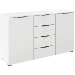 OTTO home "Sideboard Kombikommode Schubladenkommode AGORDO mit Glasfront" in zwei Griff-Farben, Breite 120 cm, vier gro&szlig;e Schubladen, mit insgesamt 4 Einlegeb&ouml;den MADE IN GERMANY