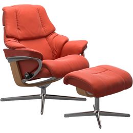 stressless "Reno" Set, Relaxsessel mit Hocker, mit Hocker, mit Cross Base, Gr&ouml;&szlig;e S, M & L, Holzakzent Eiche