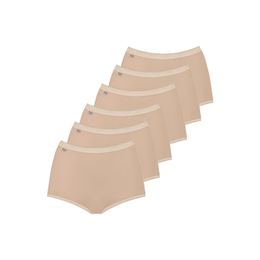 Slip Sloggi "Slip 6er Pack", Damen, Gr. 44, beige (puder), Obermaterial: 95% Baumwolle CO. 5% Elasthan EL., Unterhosen Slip