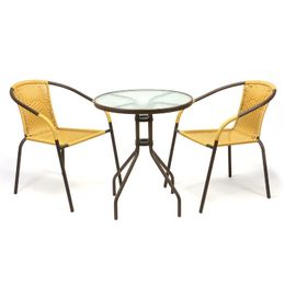 Garten-Essgruppe Vcm "3-tlg. Bistroset Balkon Stuhl Tisch Set Beige", gelb (gelb,), Obermaterial: 100% Kunststoff plastic., Sitzm&ouml;bel-Sets