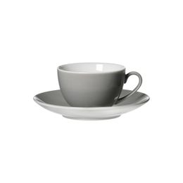 Ritzenhoff & Breker Tasse RITZENHOFF & BREKER "Kaffeetasse mit Untertasse Doppio 200 ml", grau, 2 tlg., Porzellan, Trinkgef&auml;&szlig;e, Tasse