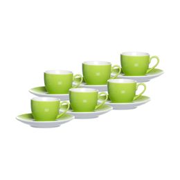 Ritzenhoff & Breker Tasse RITZENHOFF & BREKER "Espressotassen und -untertassen Doppio 80 ml 6er Set", gr&uuml;n, 12 tlg., Porzellan, Trinkgef&auml;&szlig;e, Tasse